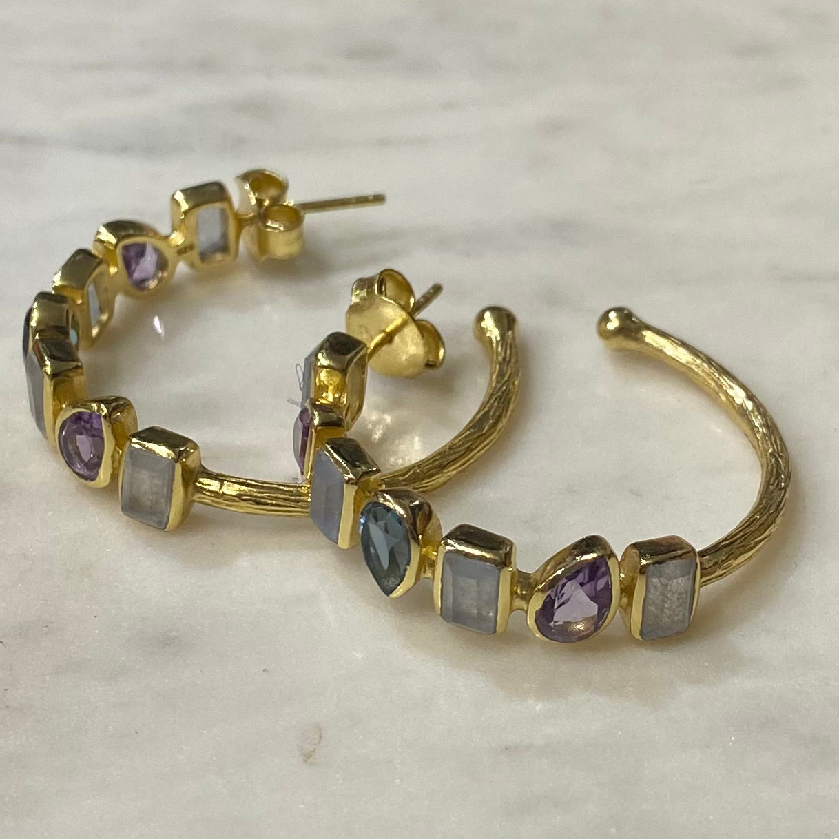 Multi stone hoop earrings store